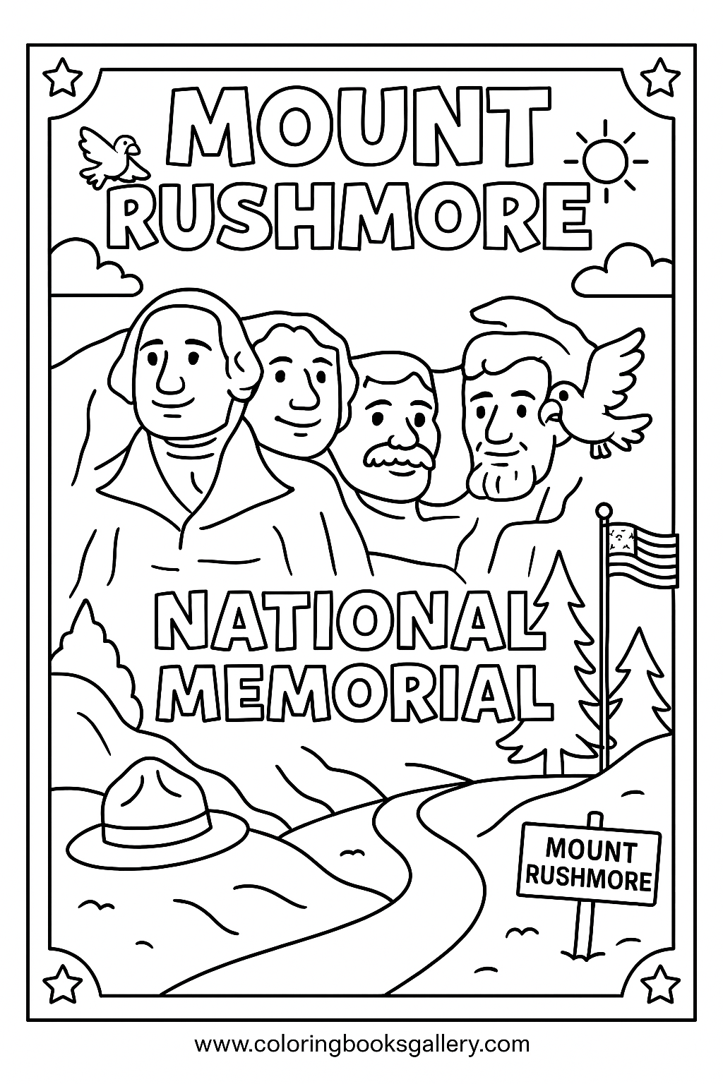 Mount Rushmore Learning Coloring Page – Simple Educational Printable ...
