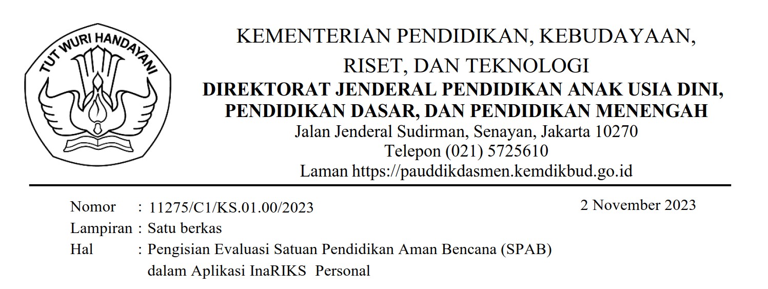 Pengisian Evaluasi Satuan Pendidikan Aman Bencana (SPAB) dalam Aplikasi ...