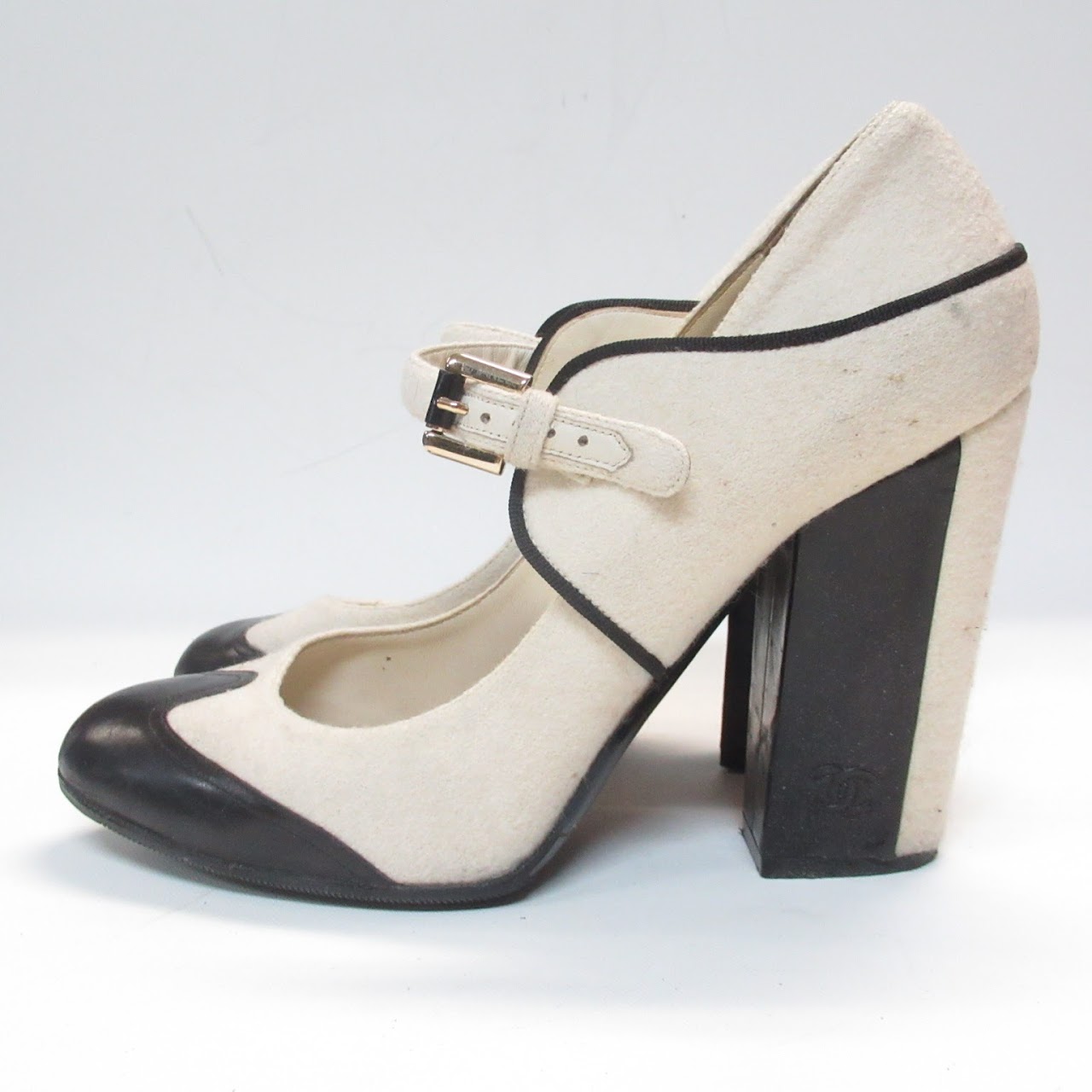 Chanel Wool & Calfskin Mary Jane Pumps