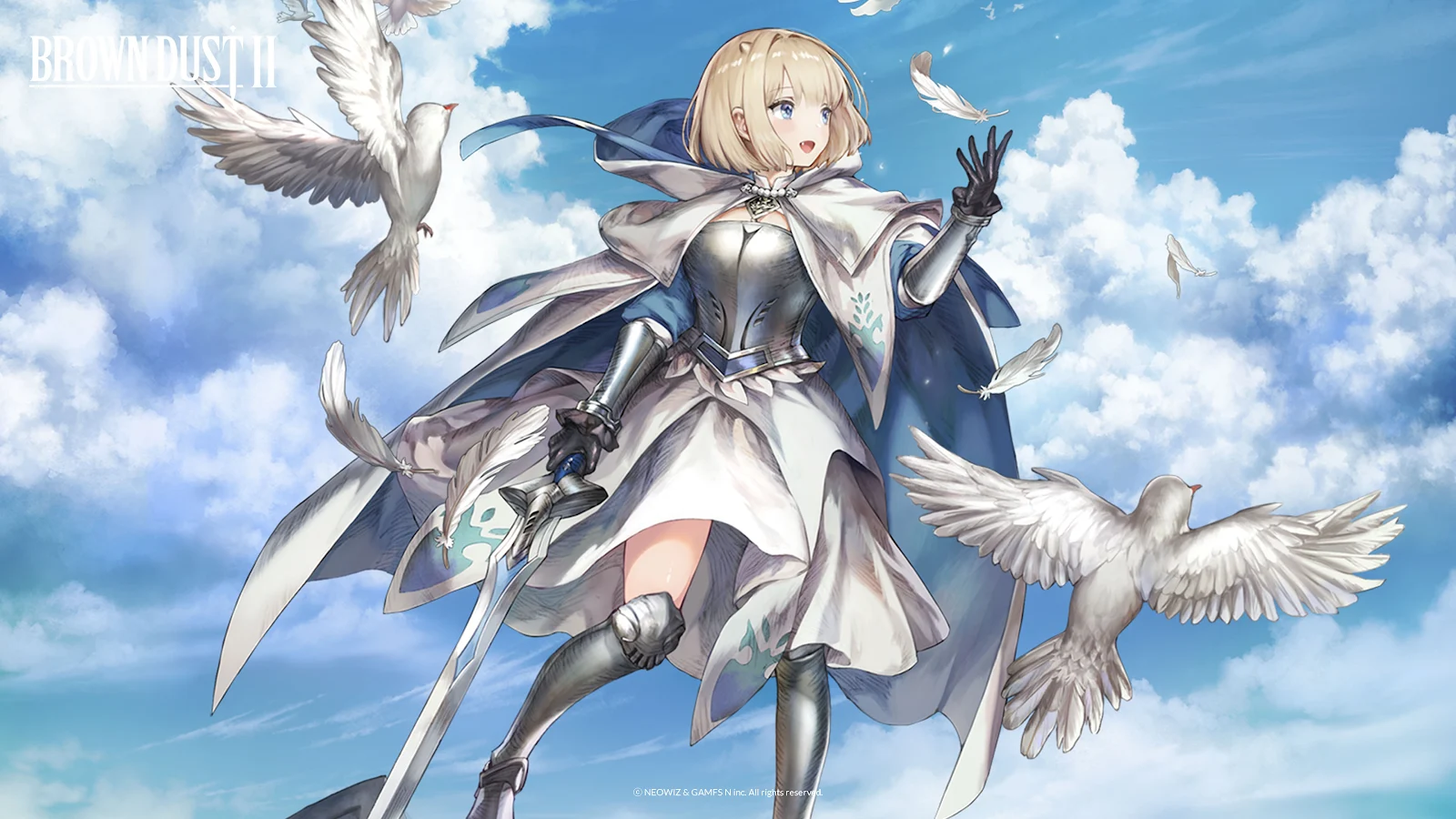 Brown Dust II White Knight Hero 4K Phone Wallpaper