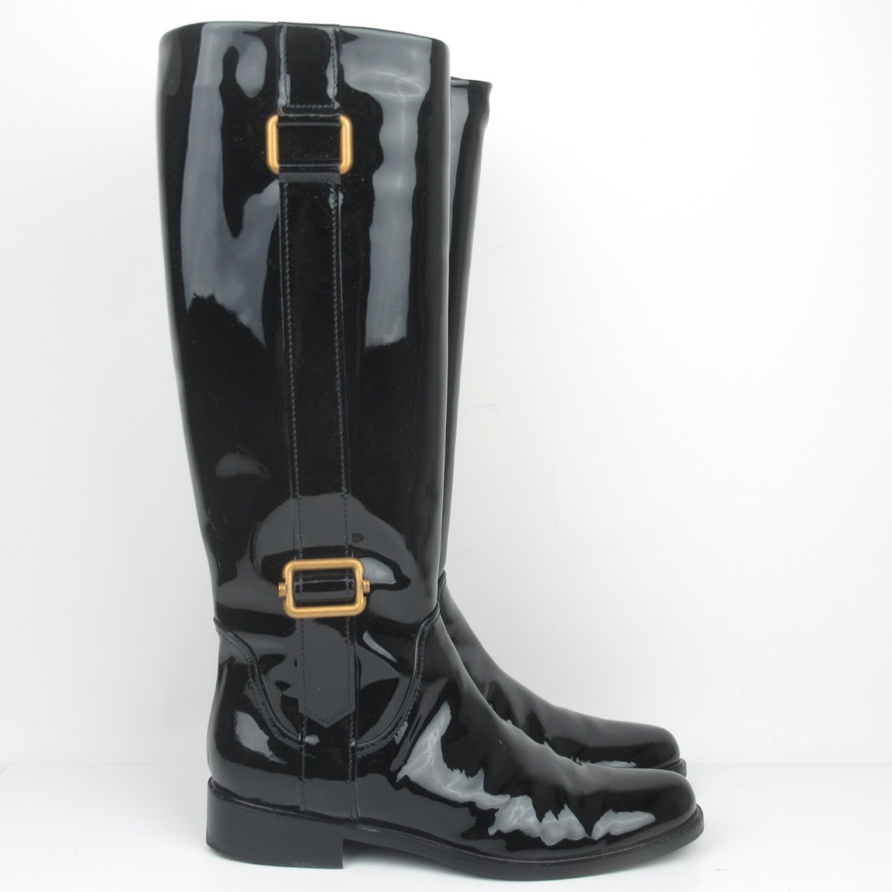 Escada Shearling-Lined Patent Leather Calf Boots