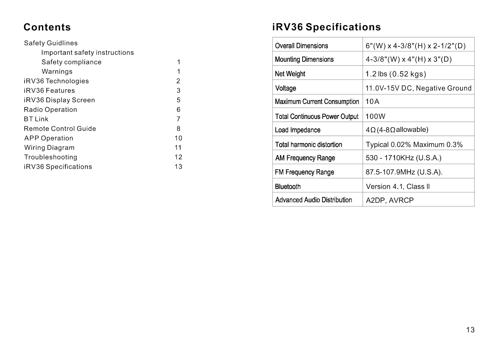 IRV TECHNOLOGIES IRV36 (01) PDF Document - Manual-Hub.com