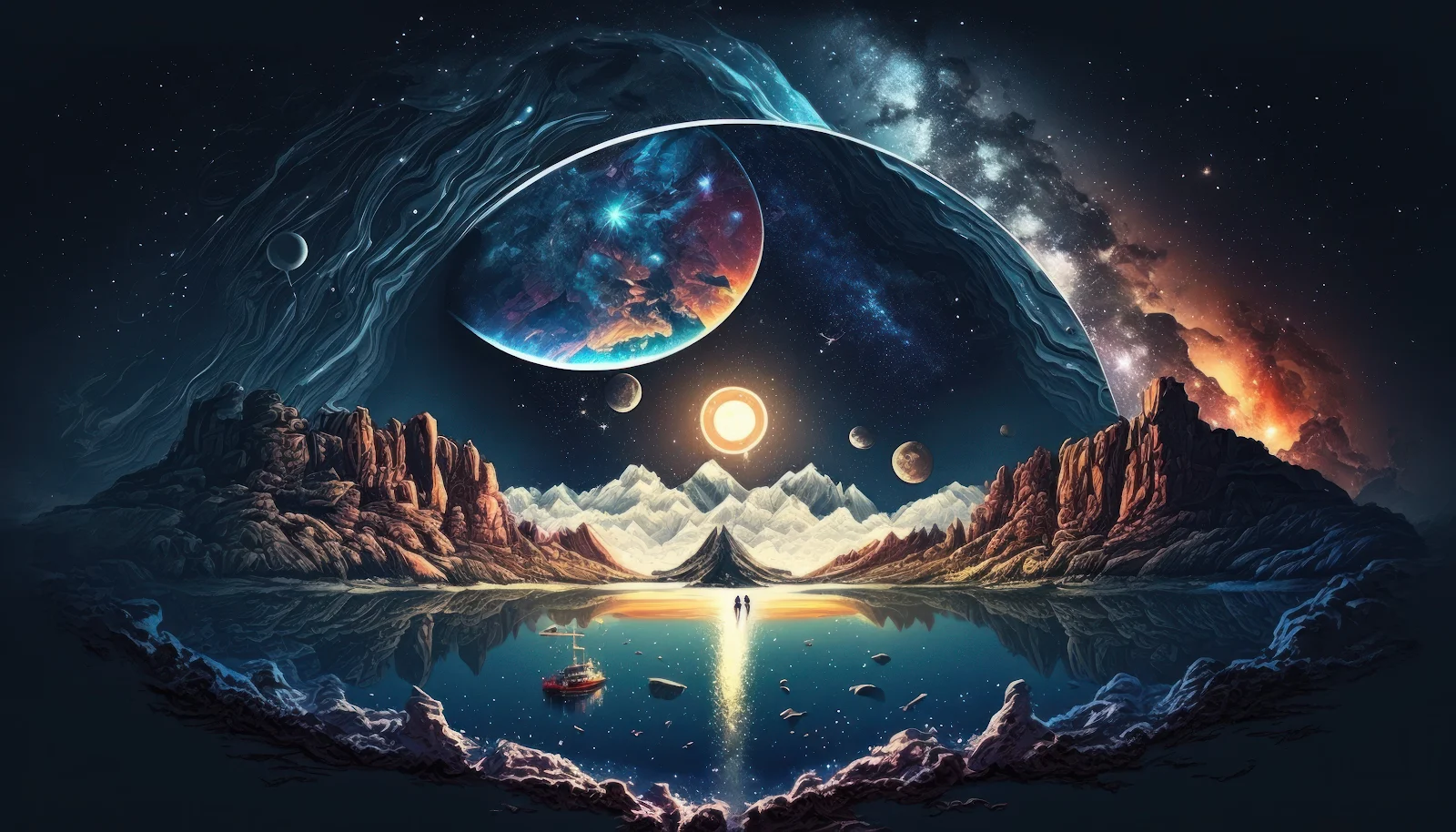 Ai Art, Illustration, Planet, Space, Water 4K Wallpaper