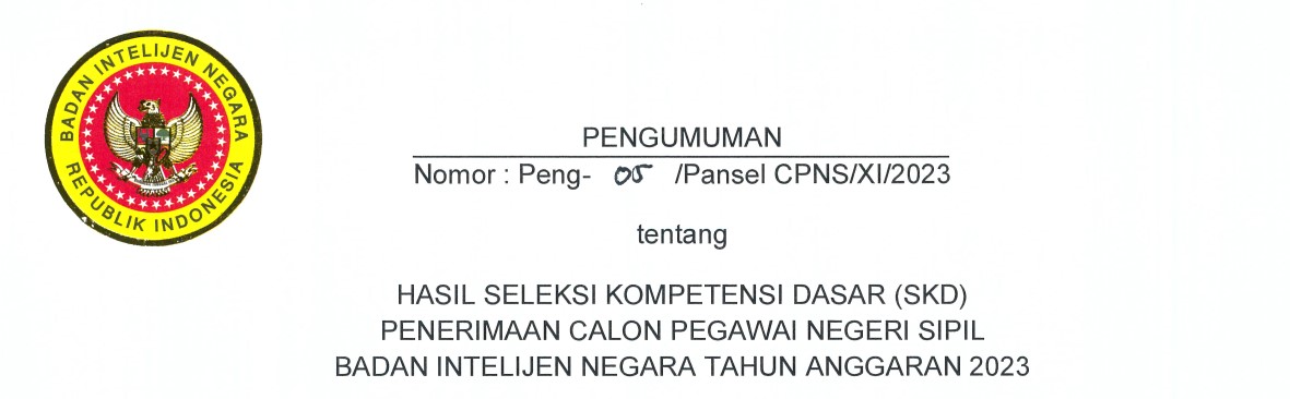 Pengumuman Hasil Seleksi Kompetensi Dasar (SKD) CPNS Di Badan Intelijen ...