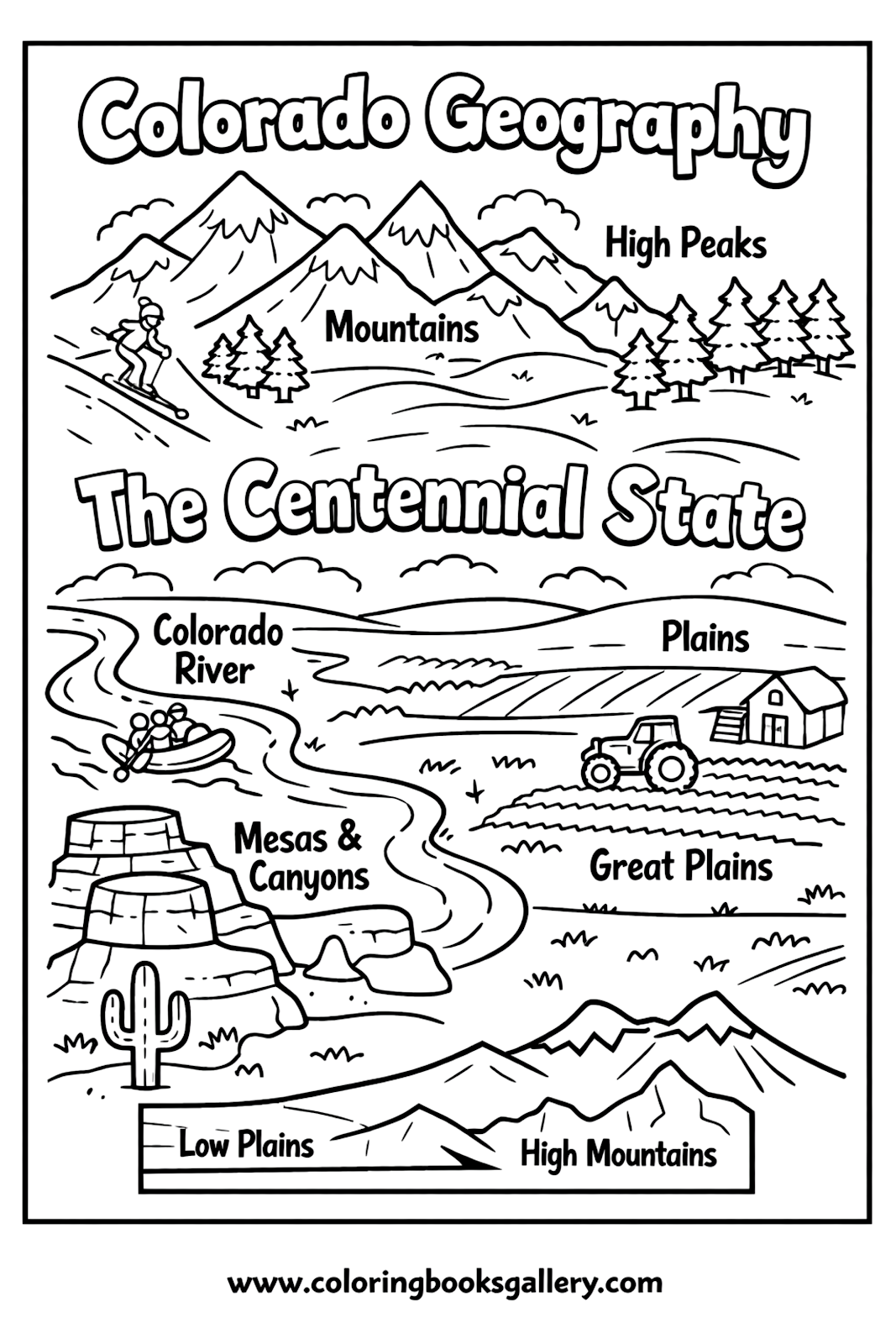 Colorado Geography for Kids – Simple Educational Printable Coloring ...