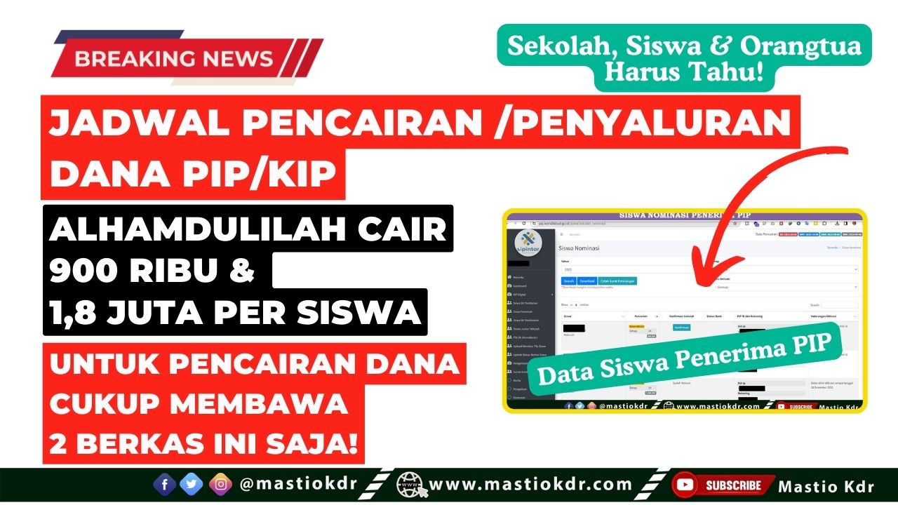 Jadwal Pencairan Dana Bagi Siswa Penerima PIP/KIP Tahun 2024