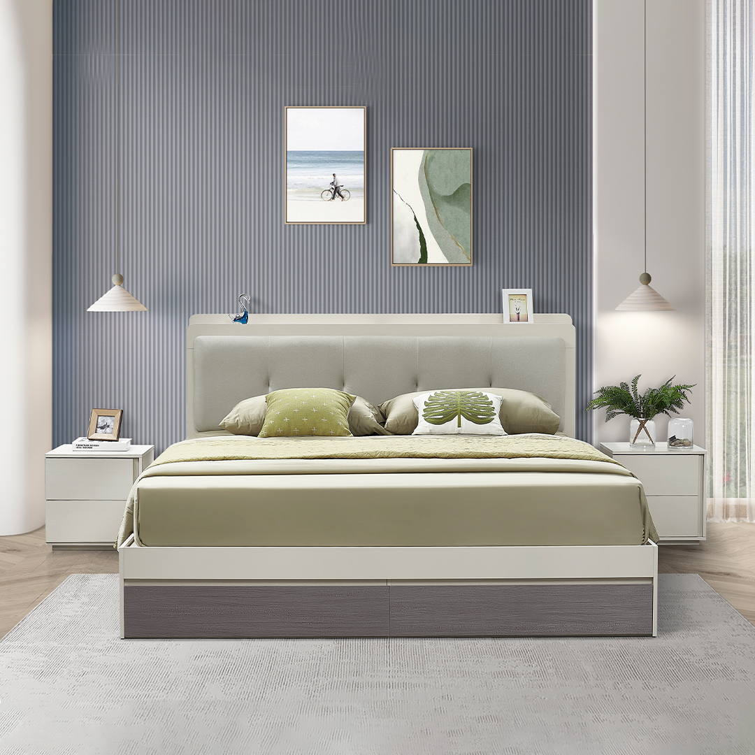 Dreamy Dolphin Queen Bed Frame in Grey Walnut