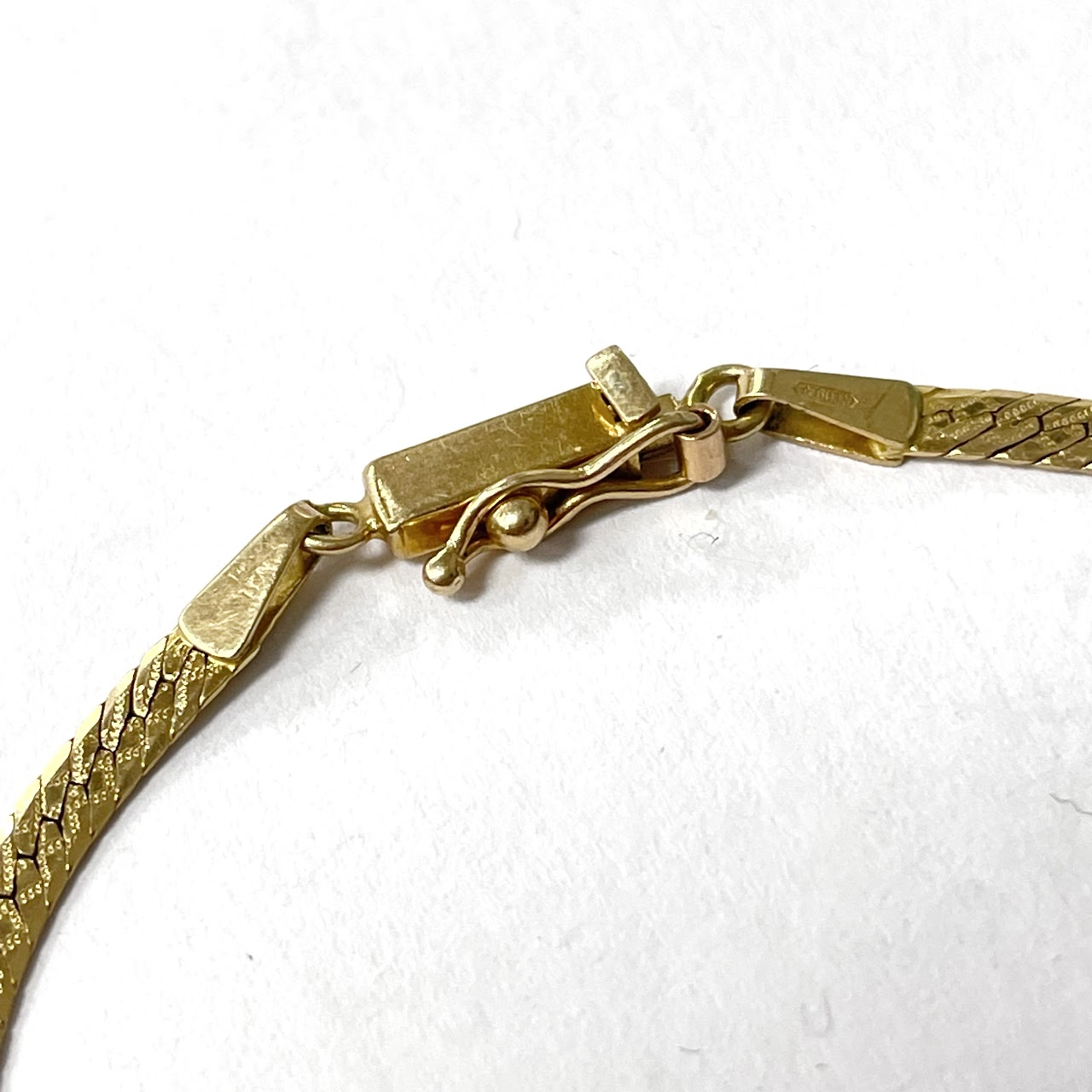 14K Gold Etched Flat Chain Bracelet