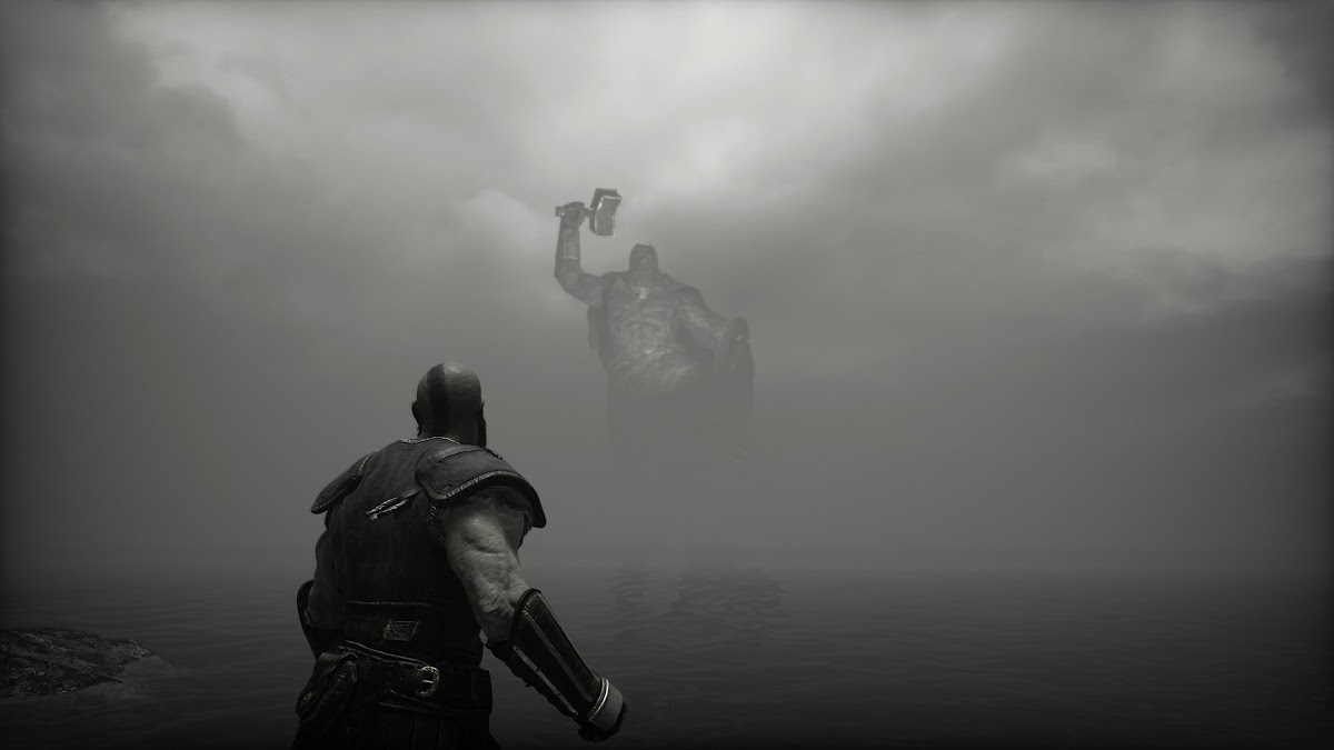 Kratos Faces The Giant God 4K Desktop Wallpaper