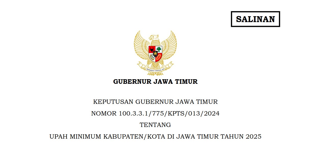 Keputusan Gubernur Jawa Timur Nomor 100.3.3.1/775/KPTS/013/2024 Tentang ...