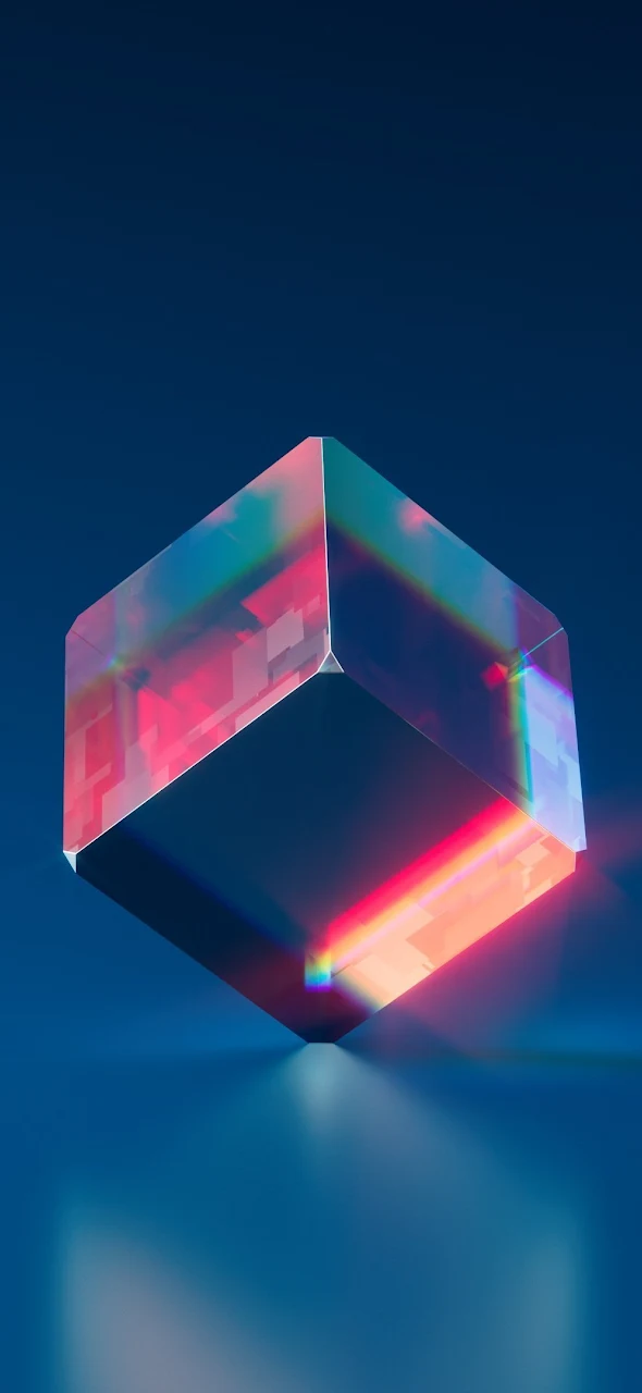 Crystal , Blue, Cube, Artwork, Reflection 4K Wallpaper
