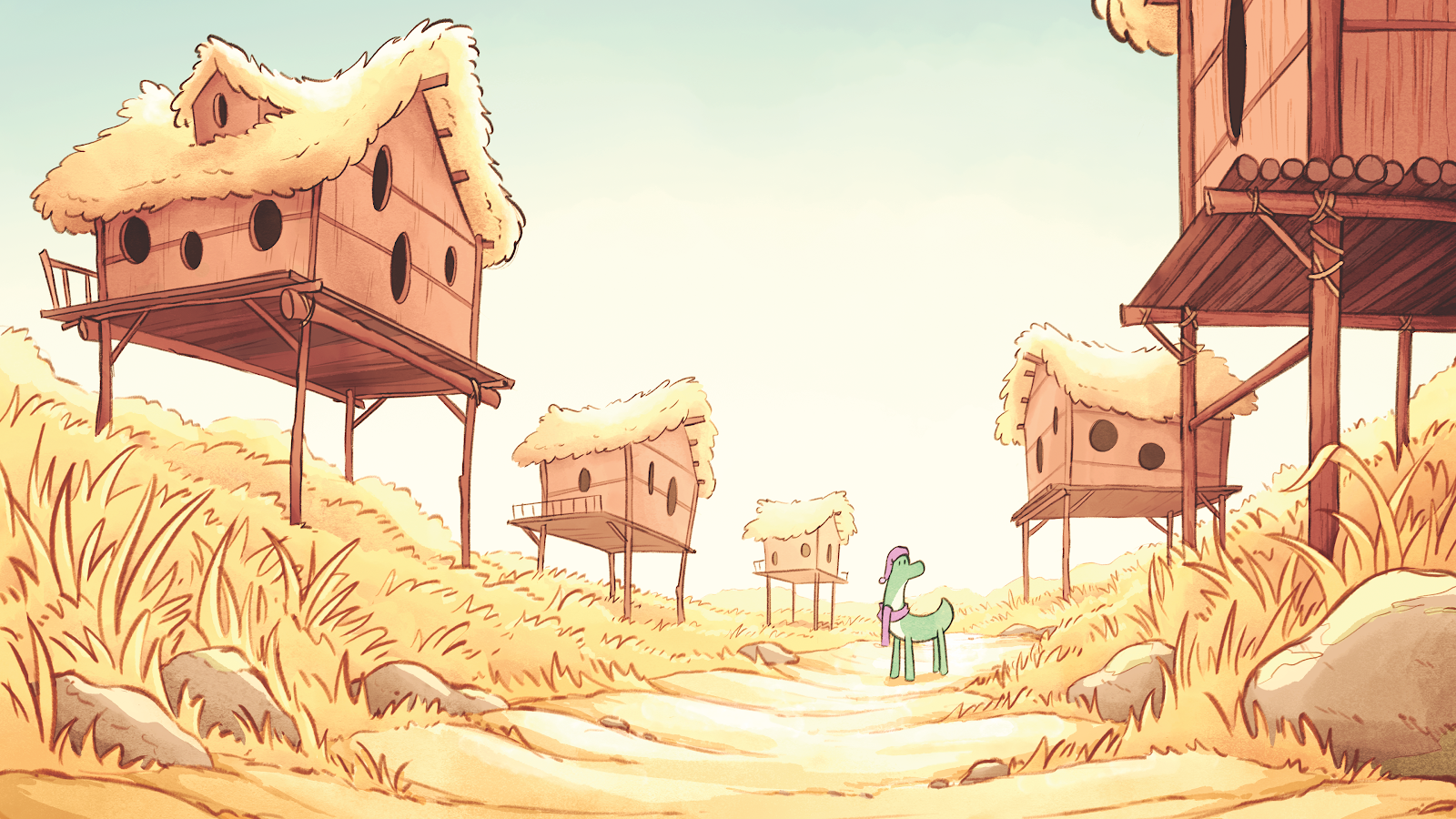 Hilda Elven Village 4K Phone Wallpaper