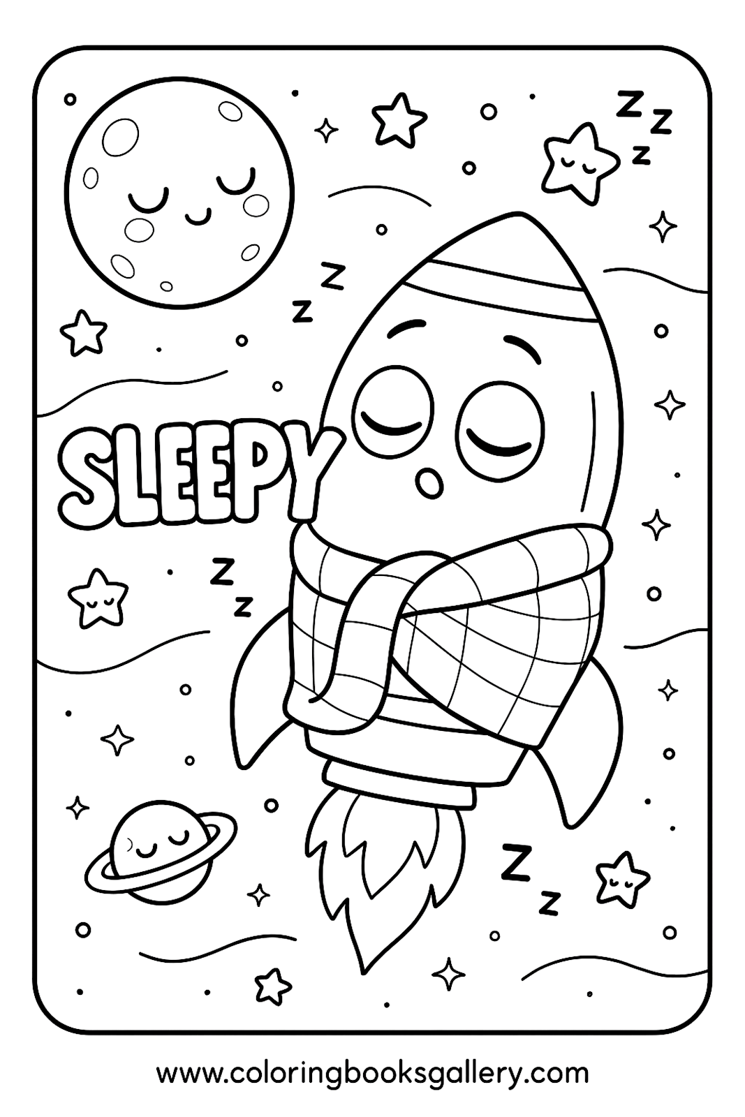 Sleepy Rocket Coloring Page for Kids – Simple Emotional Learning ...