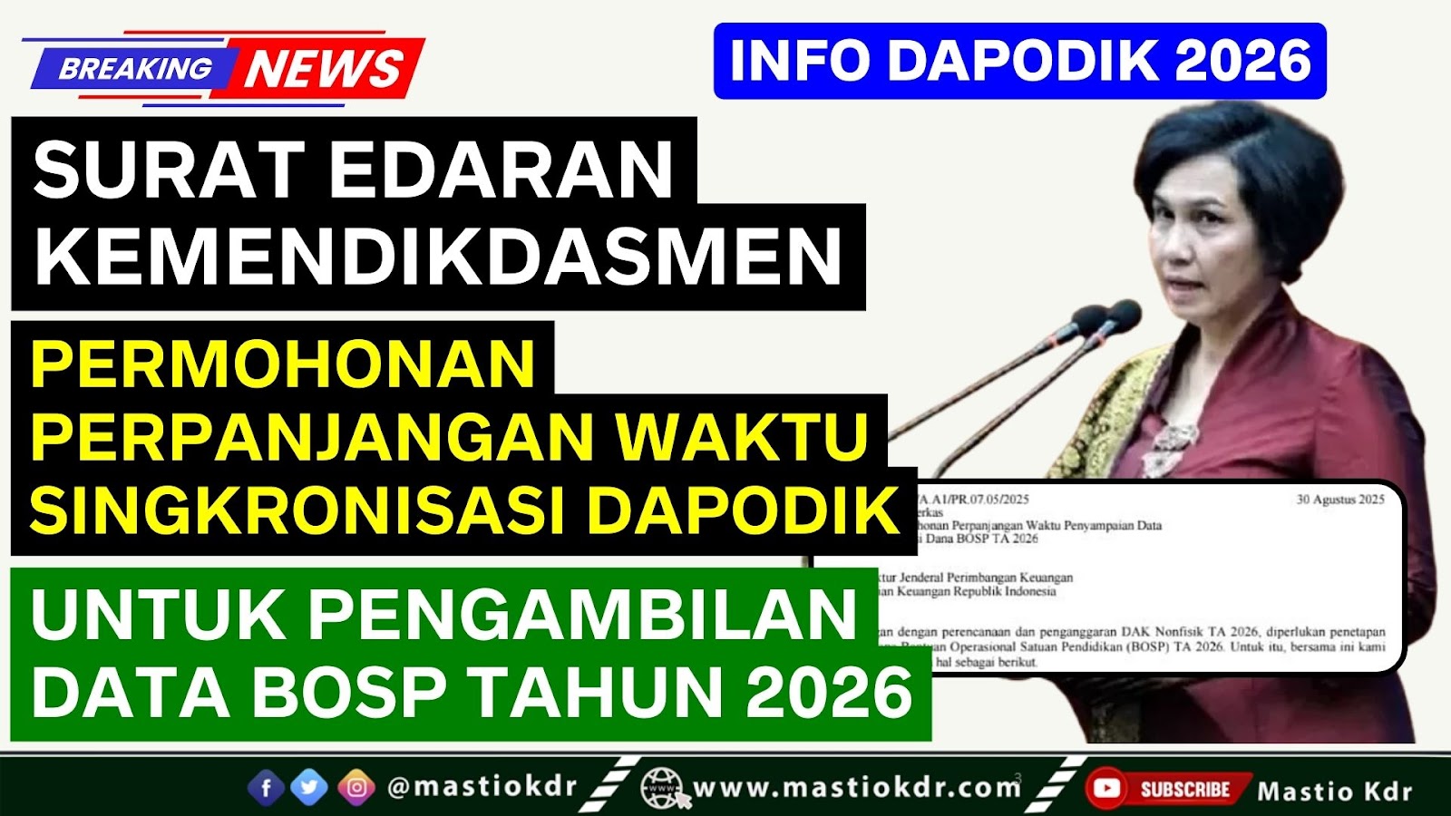 Surat Edaran Permohonan Perpanjangan Waktu Singkronisasi Dapodik Untuk ...
