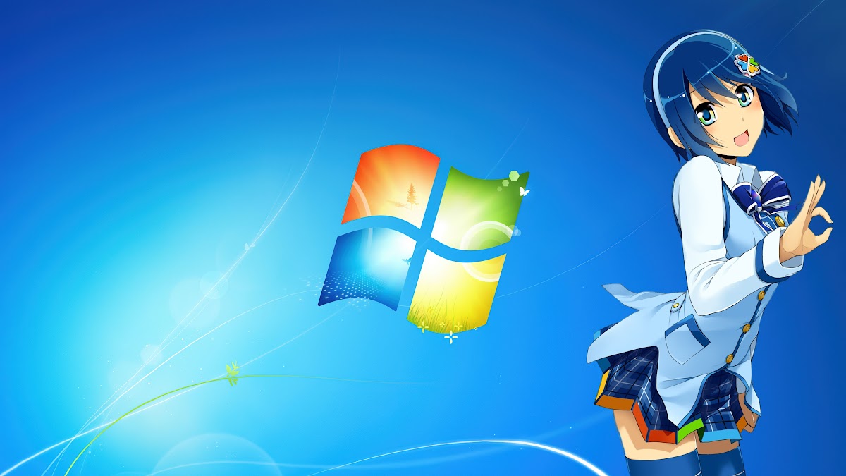 Windows 7 Mascot Anime Art 4K Phone Wallpaper