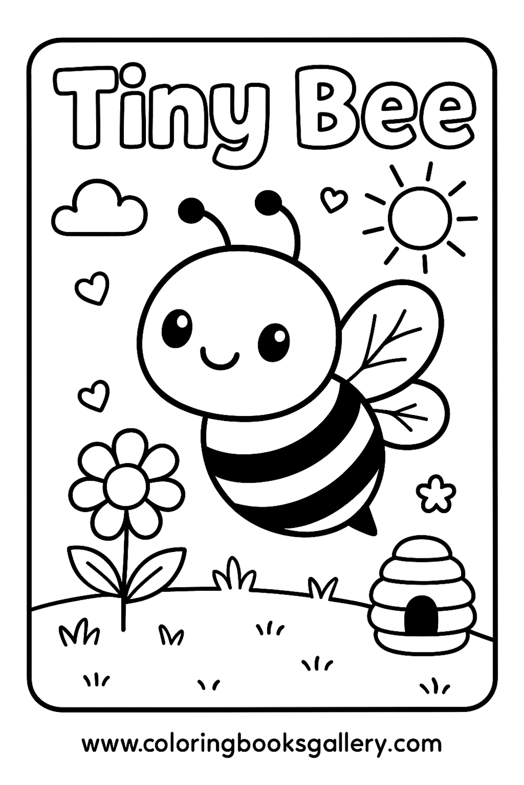 Tiny Bee Coloring Page for Kids – Simple Educational Printable Line Art