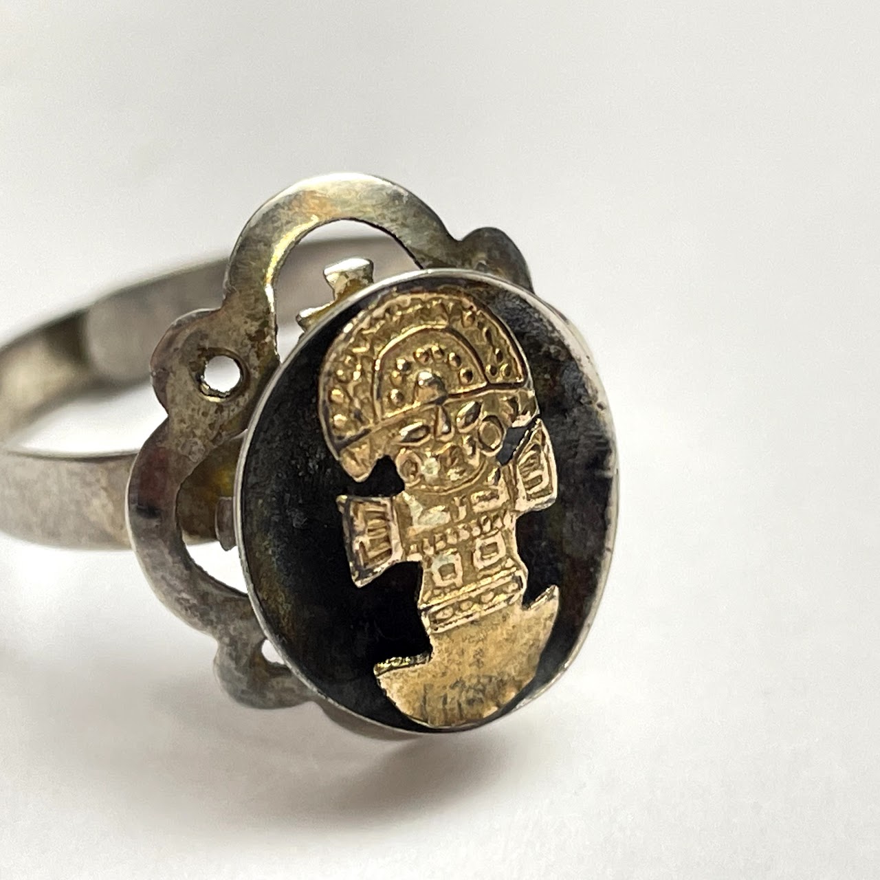 Sterling Silver & 18K Gold Incan Ring