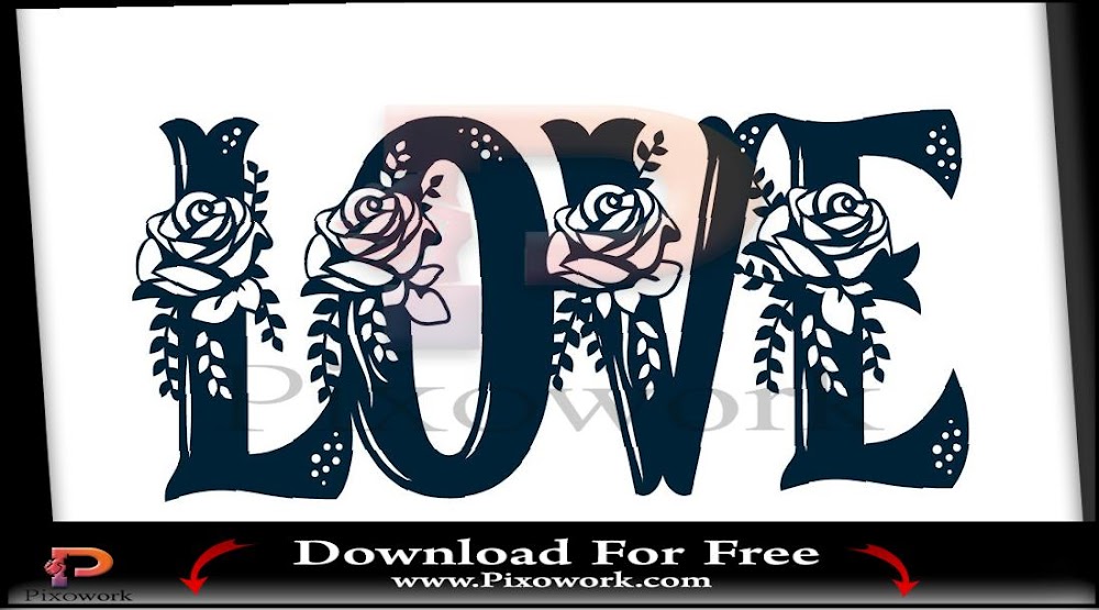 DXF files Floral Love Sign