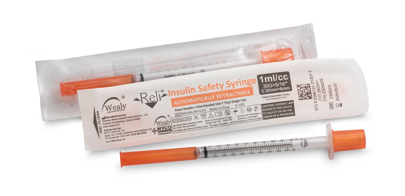 Product: RELI® Wealy® Retractable Safety Insulin Syringes , Sterile ...