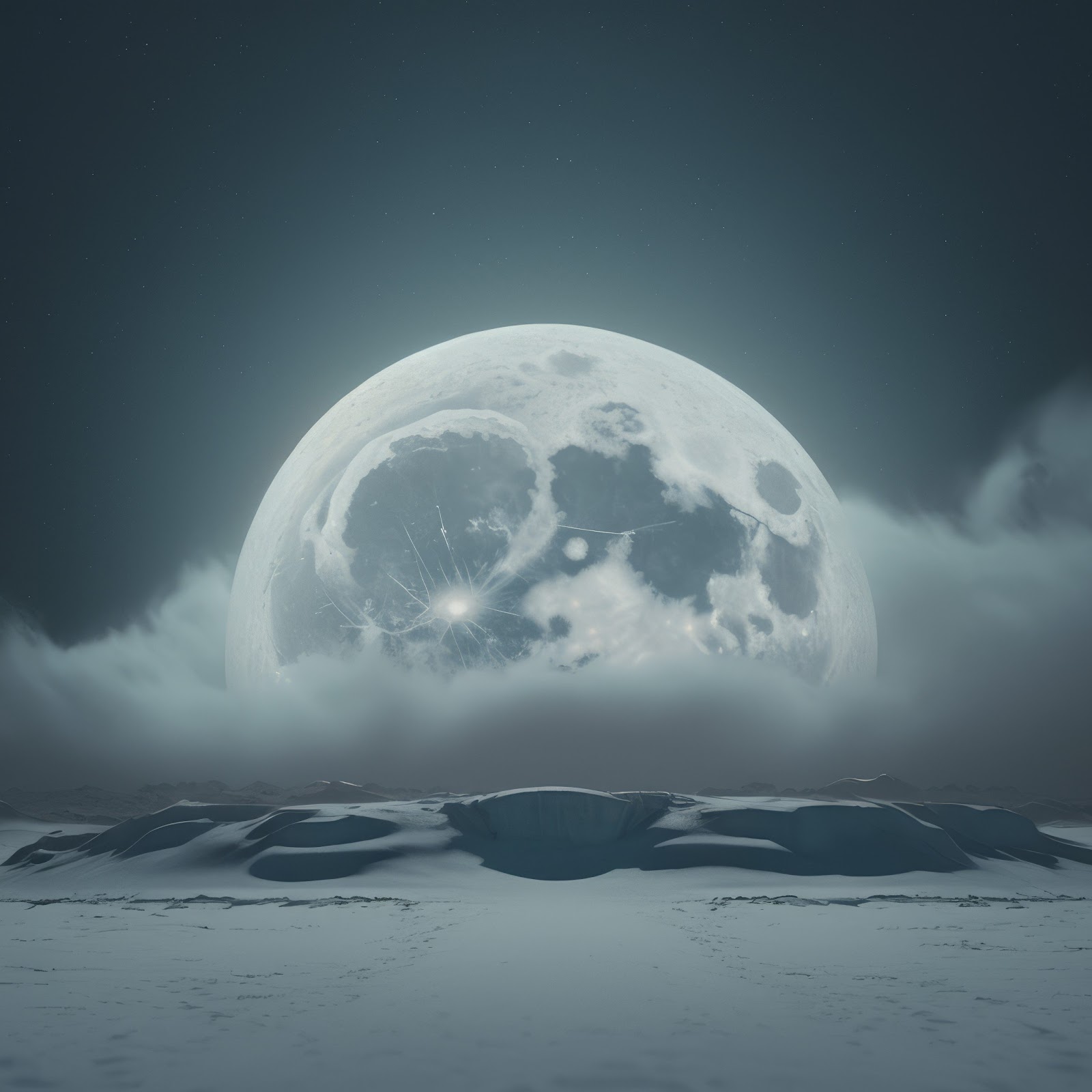 Ai Art, Clouds, Moon, Planet, Winter 4K Phone Wallpaper