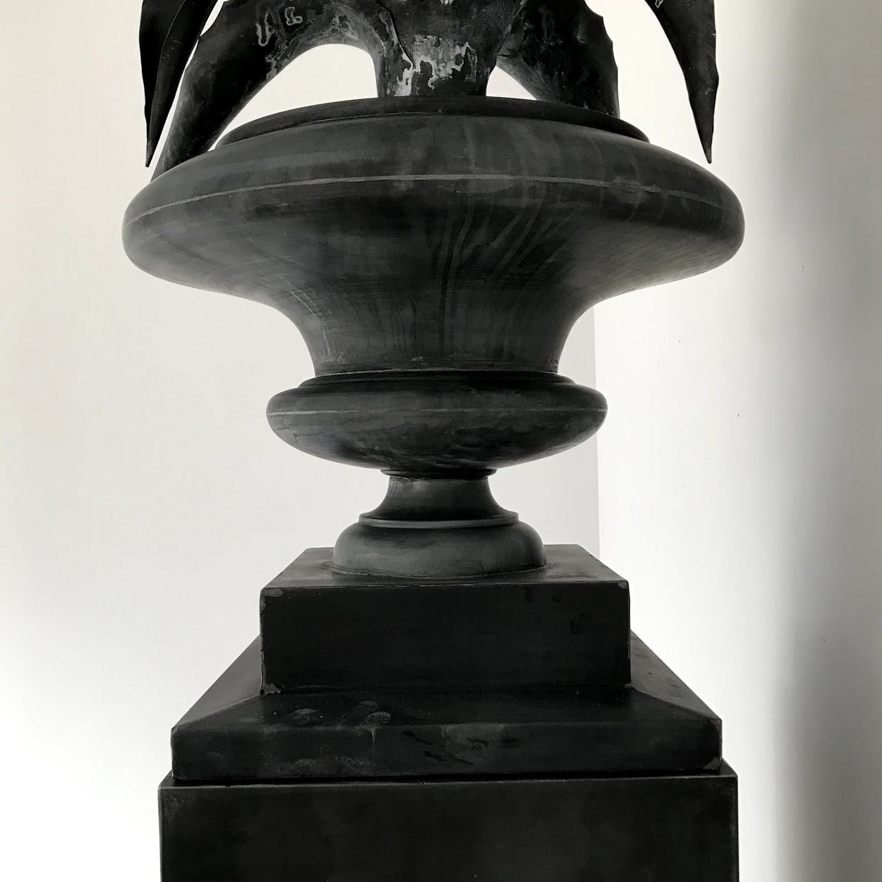 Zinc-Titanium Domani Hand-Formed Agave Sculpture with Pedestal