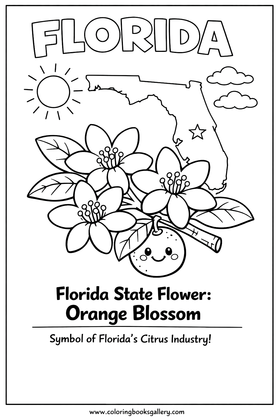 Florida State Flower – A Simple Educational Printable Coloring Page for ...