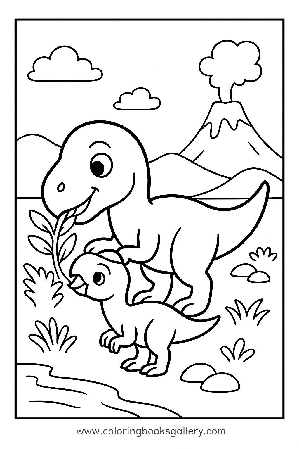 Coloring Fun with the Cartoon Oviraptor Eating Plants for Kids