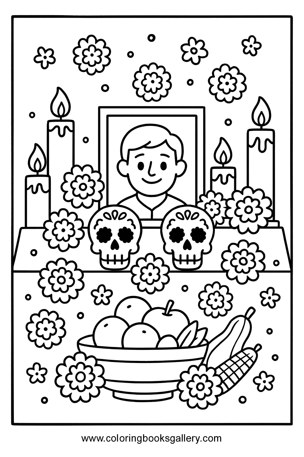Marigold Altar Design – Free Printable Coloring Sheet for Kids and Adults
