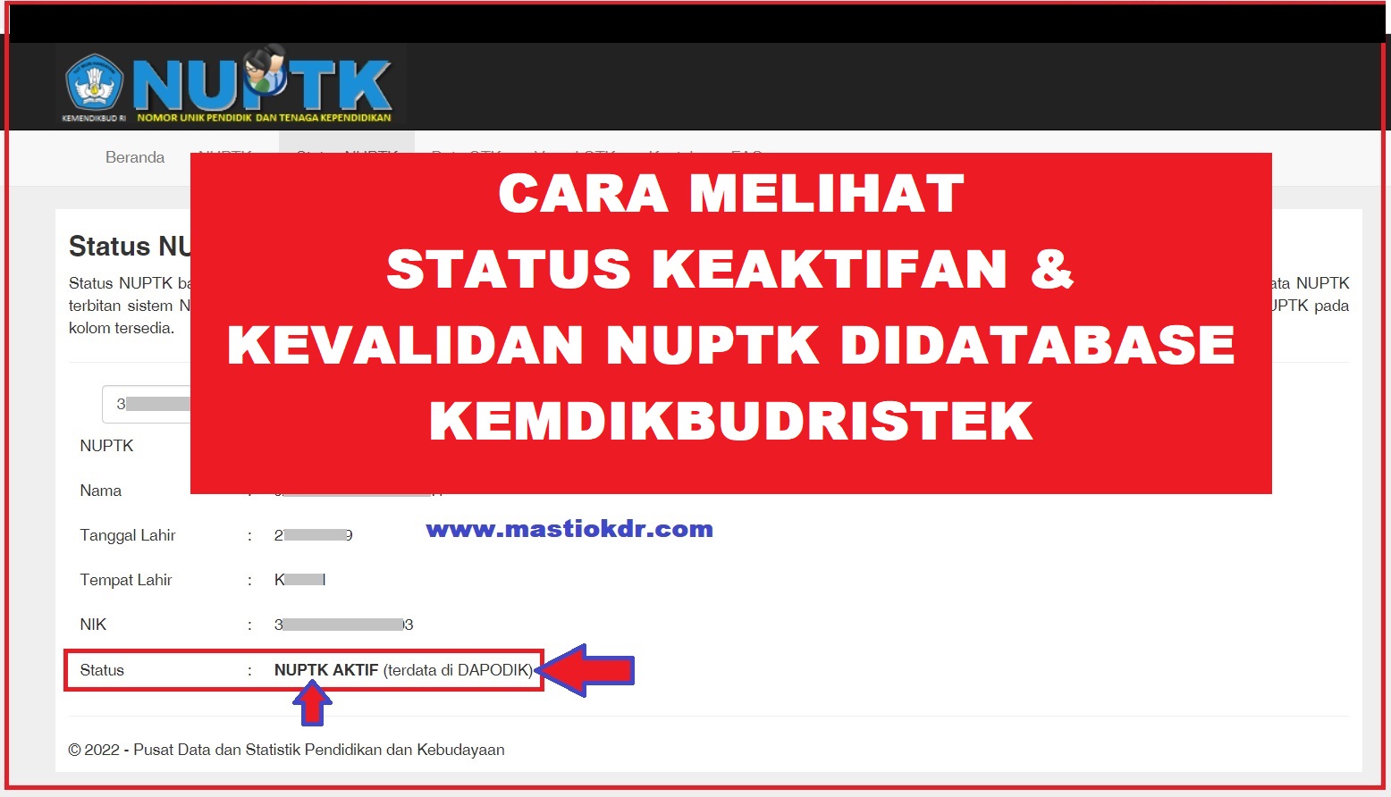 Cara Melihat Status Keaktifan NUPTK Di Database Kemendikbudristek