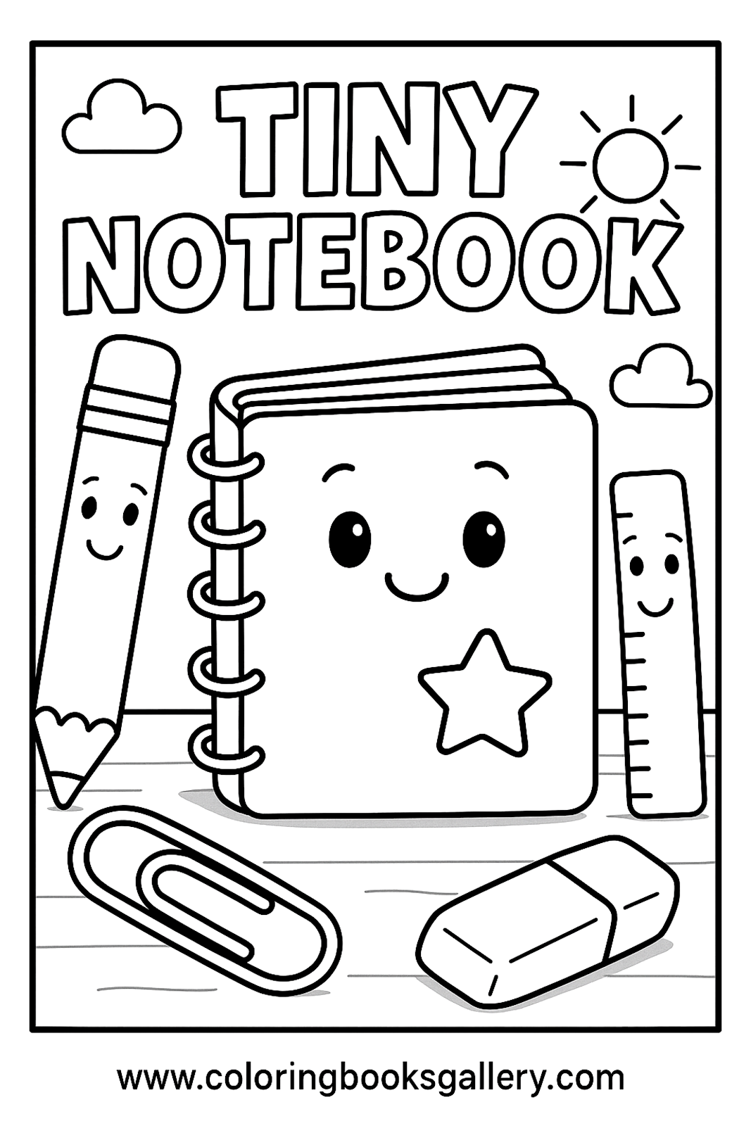 Tiny Notebook Coloring Page for Kids – Simple Educational Printable ...