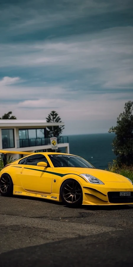 Nissan, 350Z, Yellow, JDM, Tuned Full HD iPhone Wallpaper