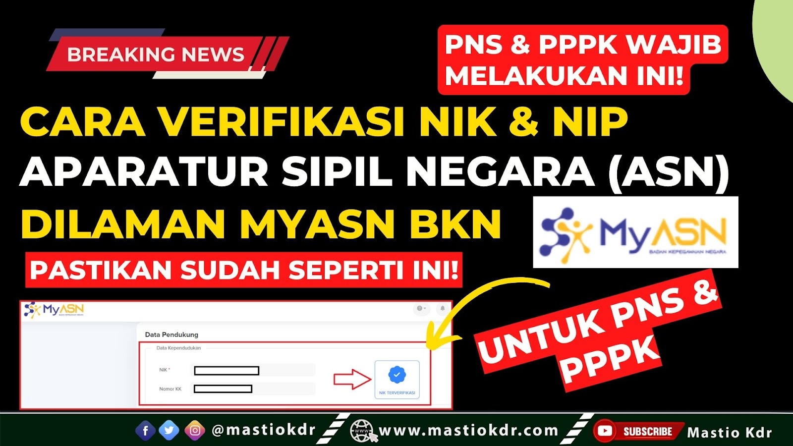Cara Verifikasi NIK Dengan NIP PNS Dan PPPK Di Laman MYASN BKN