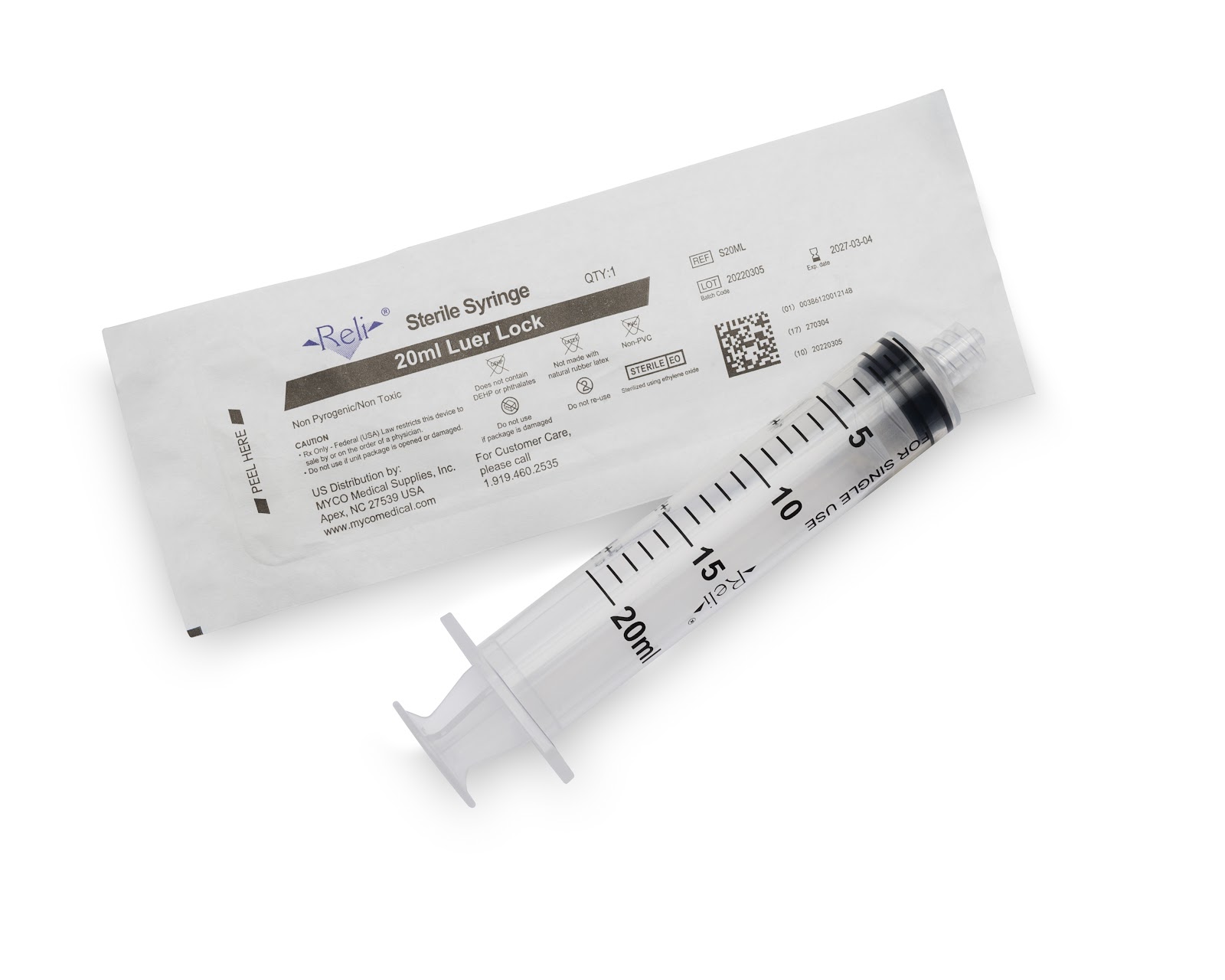 Product: RELI® Conventional Luer Lock Syringe, Sterile, 20 mL