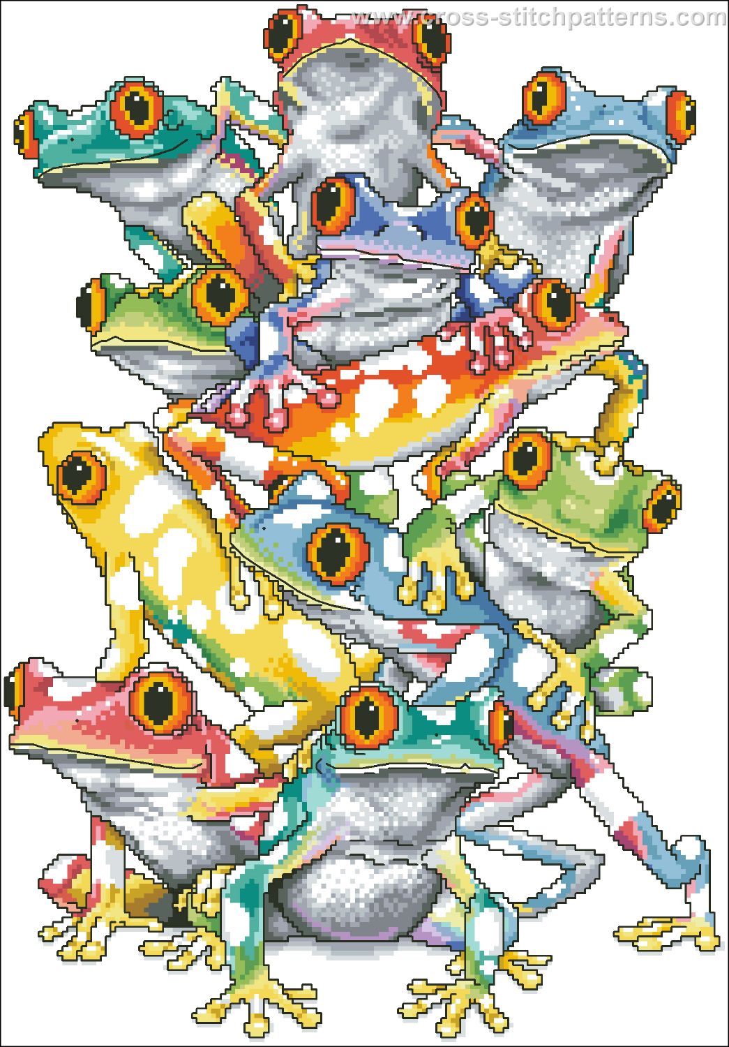 frog pile - Counted cross stitch patterns and charts