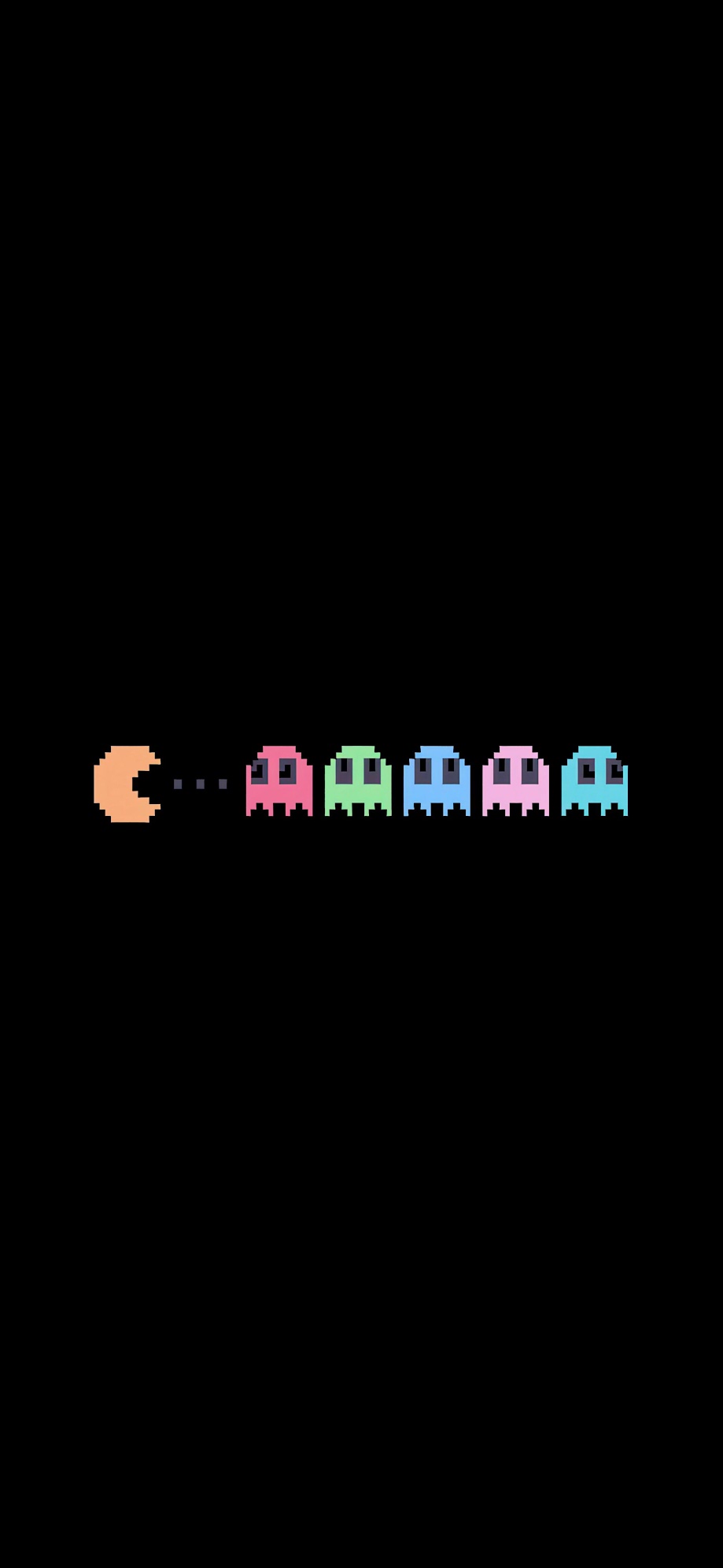 Pac-Man Chasing Pastel Ghosts 2K iPhone Wallpaper