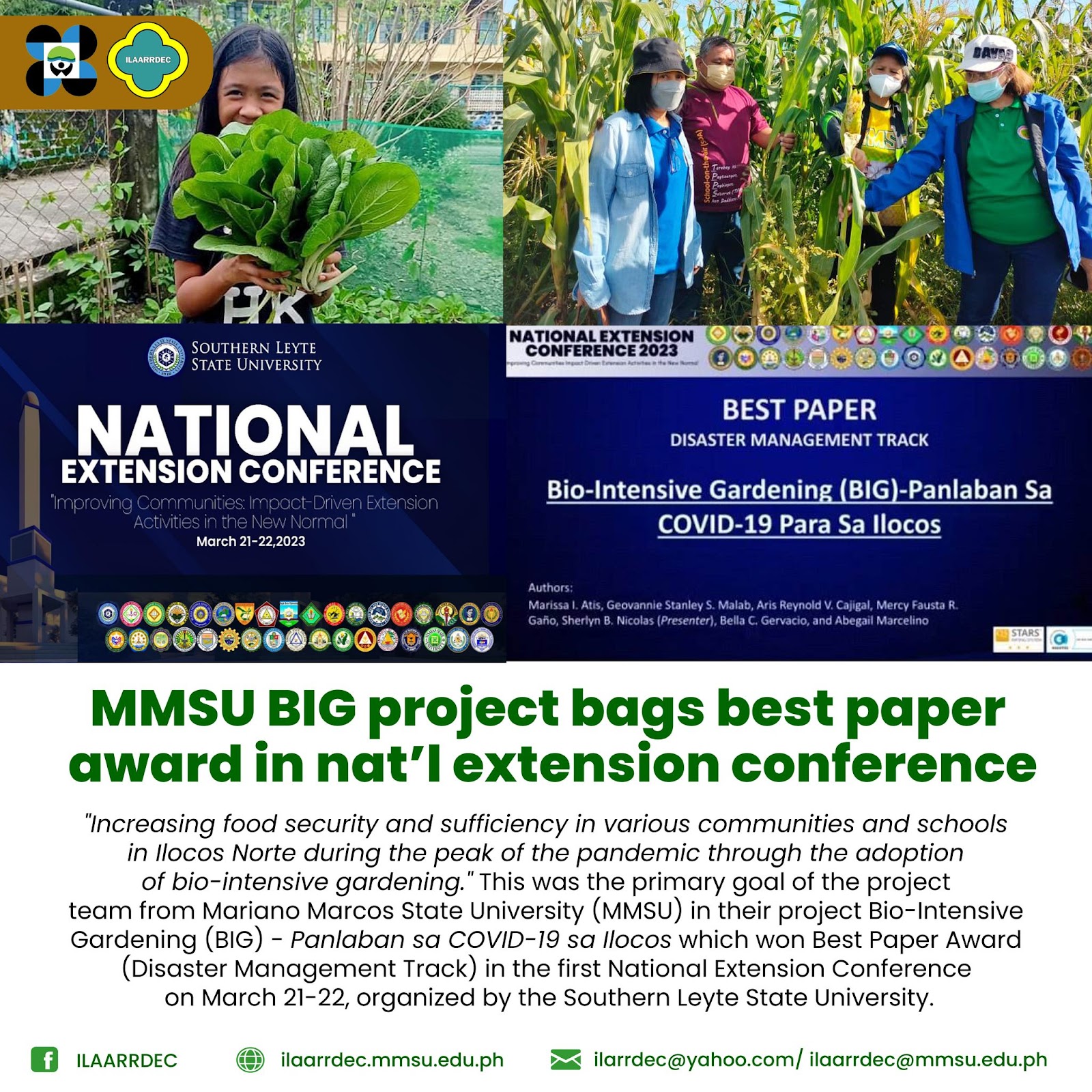 MMSU Big Project bags best paper award in nat'l extension conference