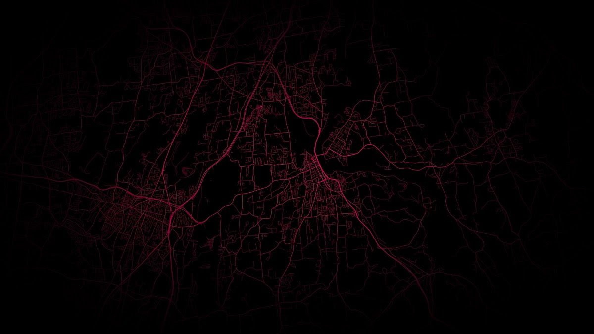 Map, Lines, Digital Art, Red, Black Background 8K Wallpaper