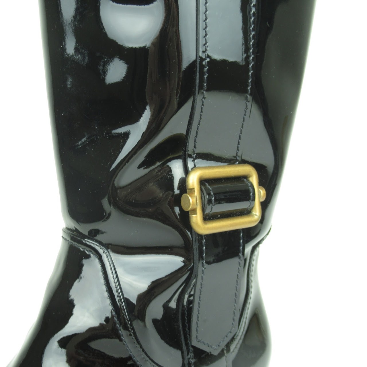 Escada Shearling-Lined Patent Leather Calf Boots