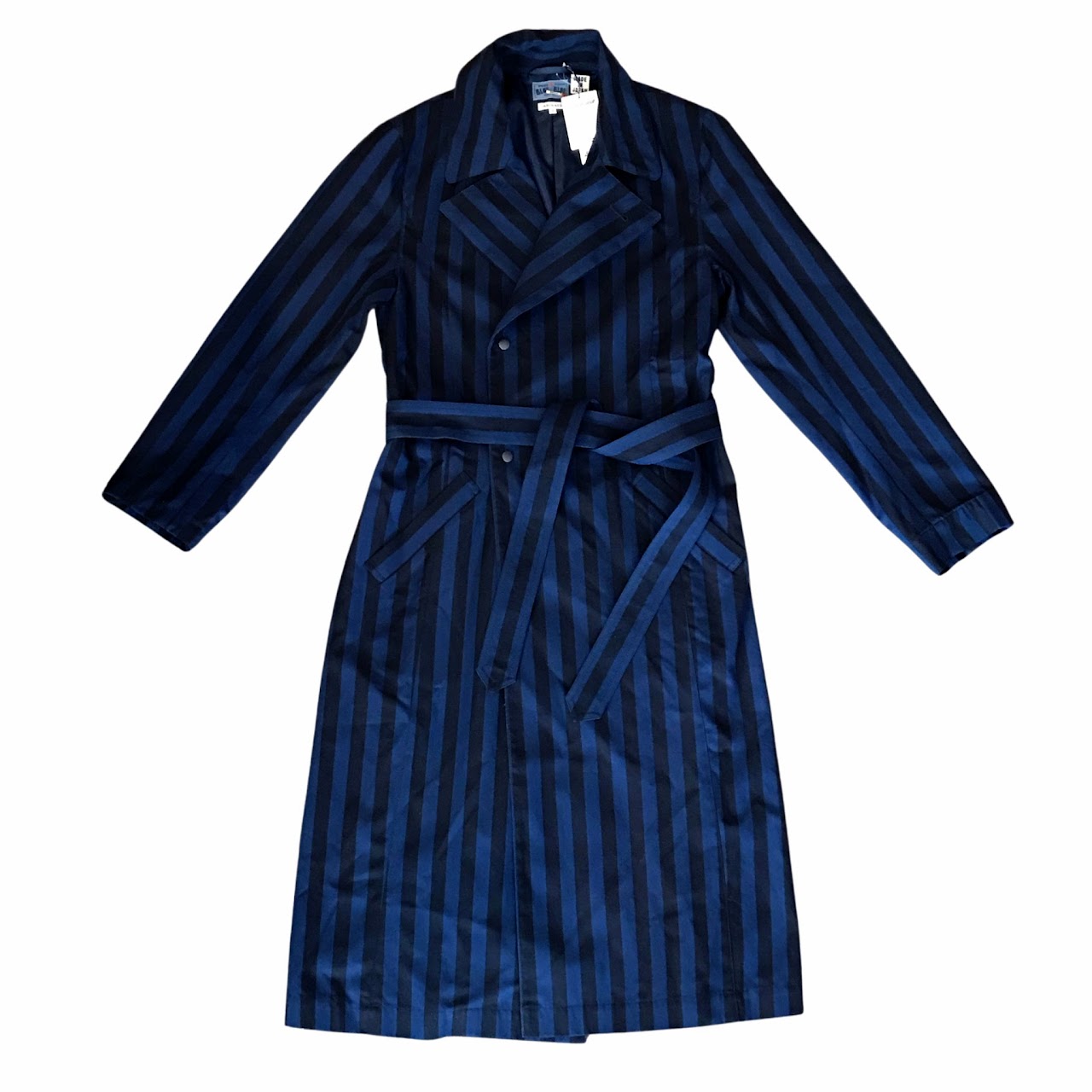 Blue Blue Japan NEW Indigo Striped Trench Coat