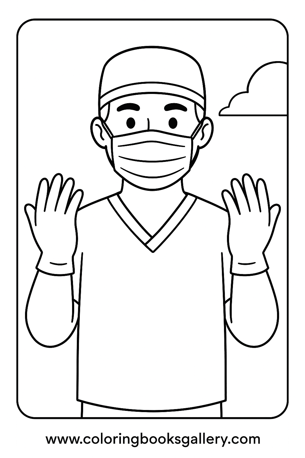 Surgeon wearing mask and gloves – Free Printable Coloring Sheet for ...