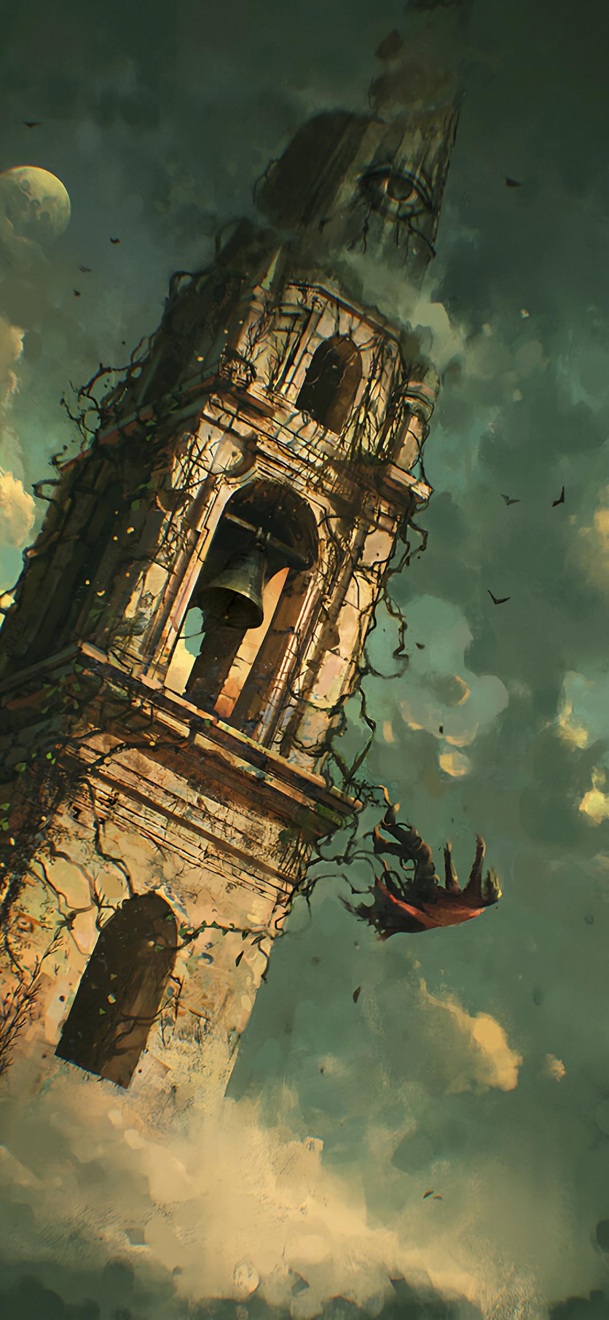 Ominous Ancient Ruined Spire Full HD iPhone Wallpaper