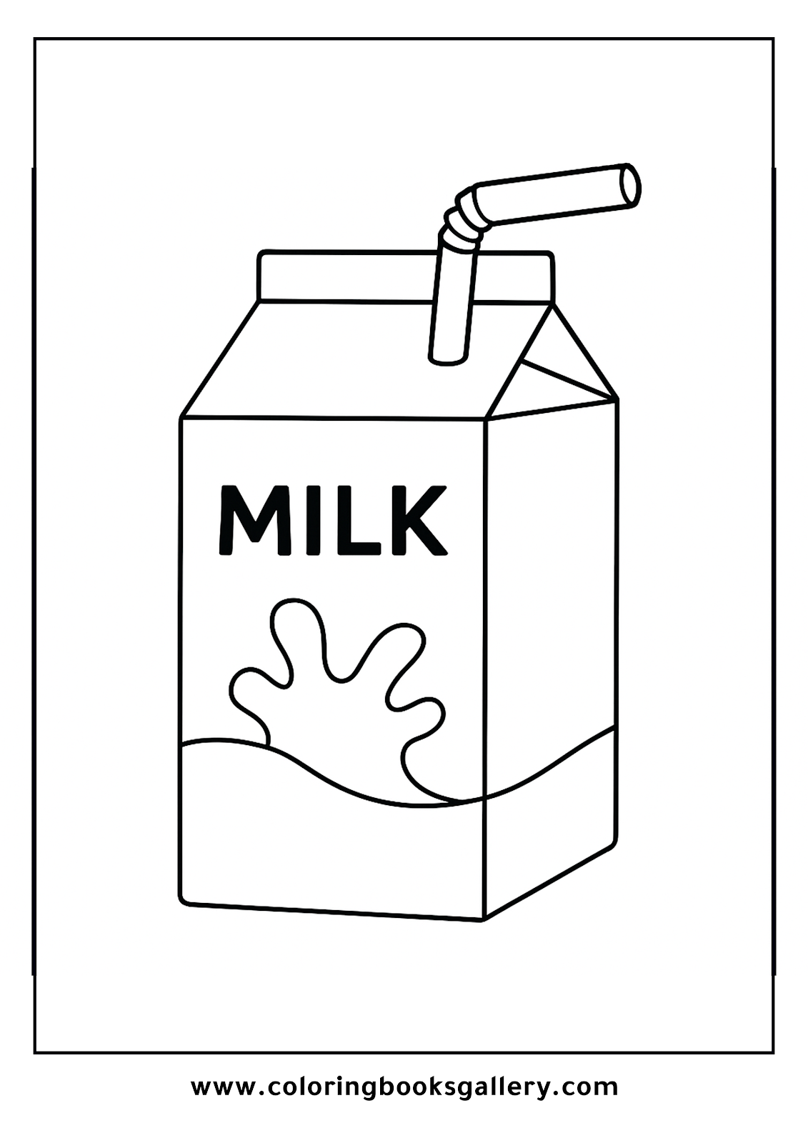 Milk carton with straw – Free Printable Coloring Sheet for Kids and Adults
