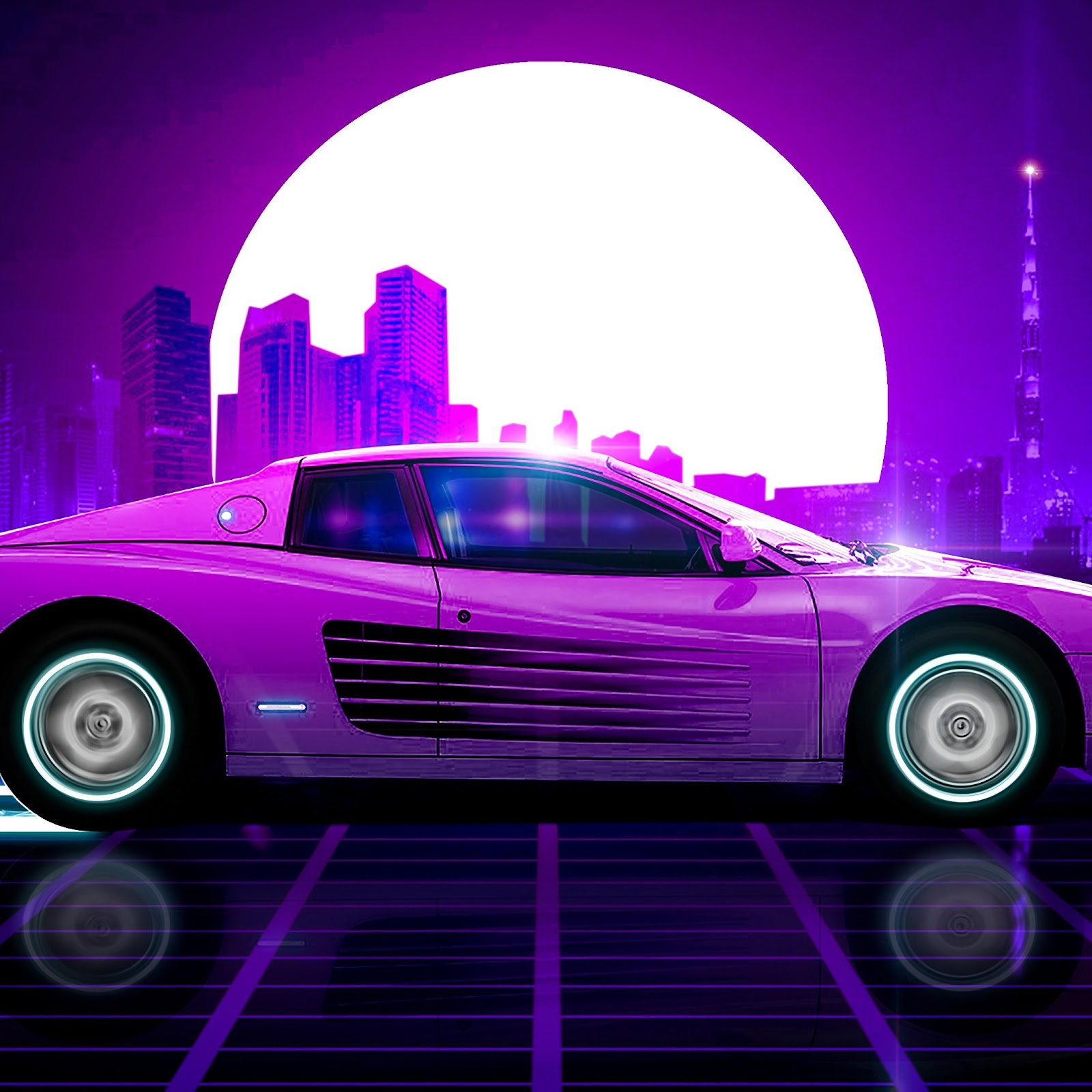 Ferrari Synthwave 4K Wallpaper