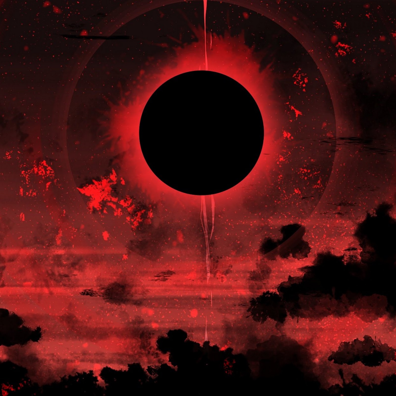 Red, Dark, Simple Background, Minimalism, Clouds Full HD Phone Wallpaper