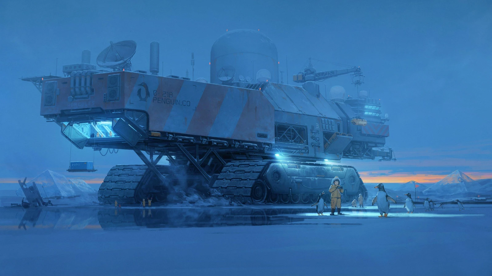 Penguin Co. Mobile Arctic Base 4K Desktop Wallpaper