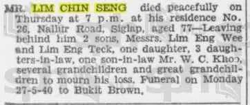 Lim Chin Seng and Ong Siok Inn