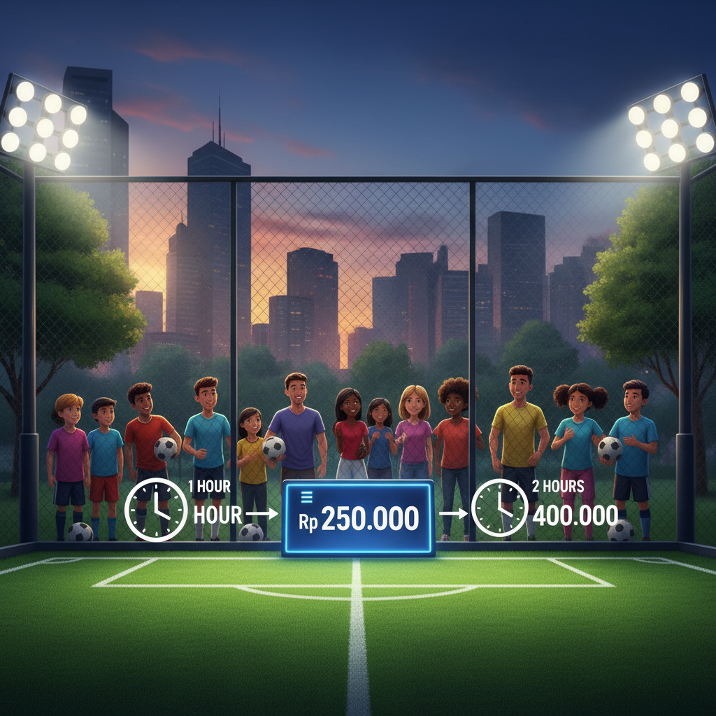 Tarif sewa lapangan mini soccer per jam berapa