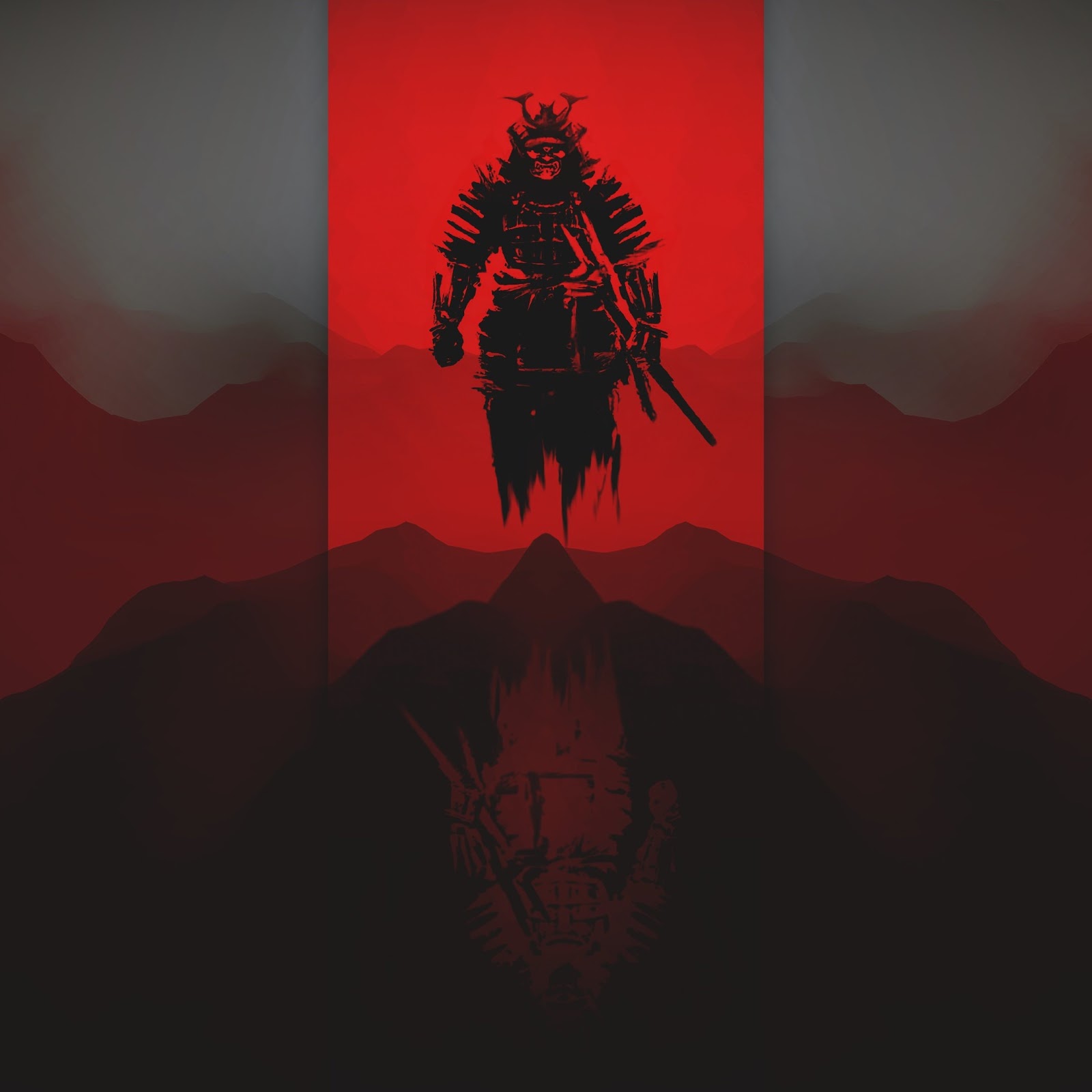 Samurai, Abstract, Red, Digital Art 4K Wallpaper