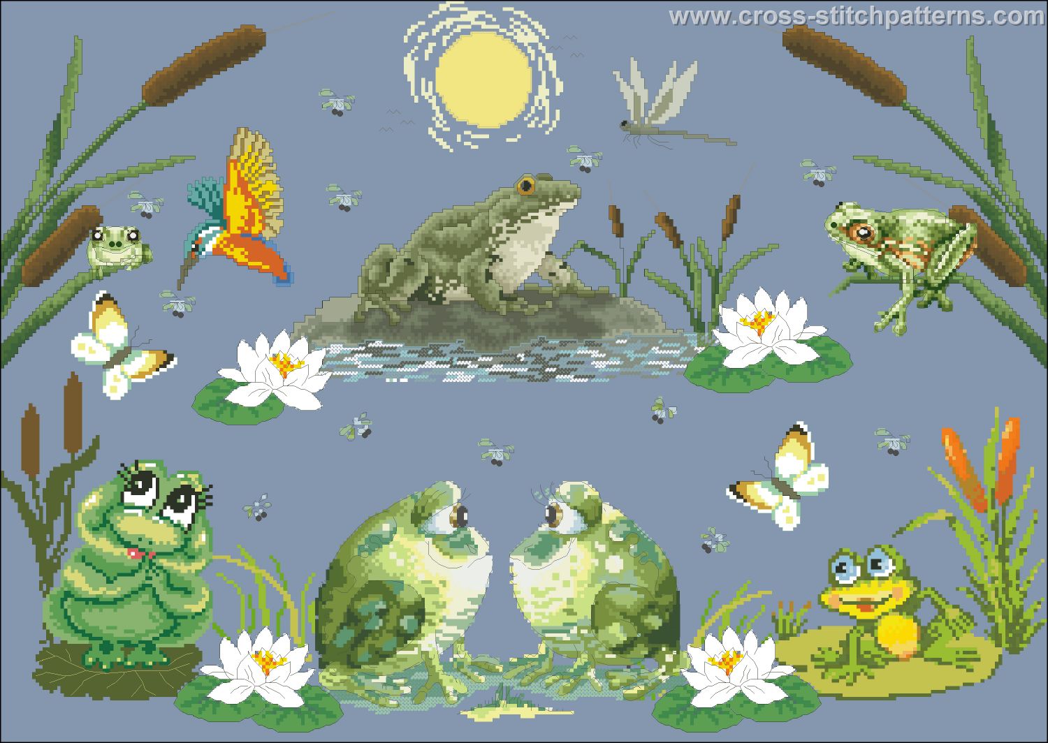 the frogs - Counted cross stitch patterns and charts