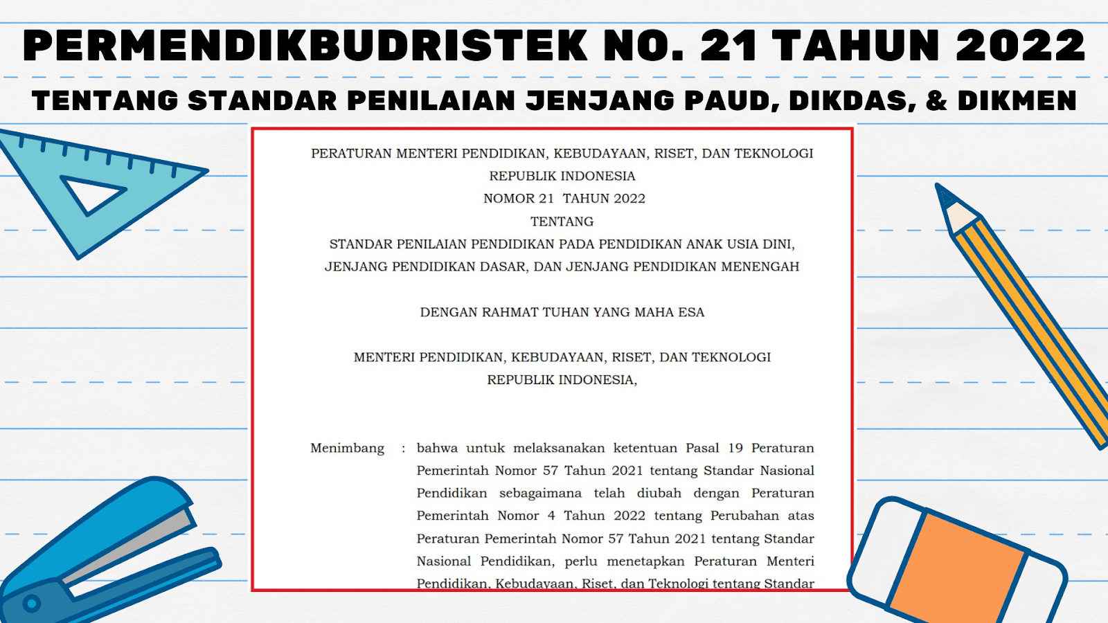 Permendikbudristed Nomor 21 Tahun 2022 Tentang Standar Penilaian ...